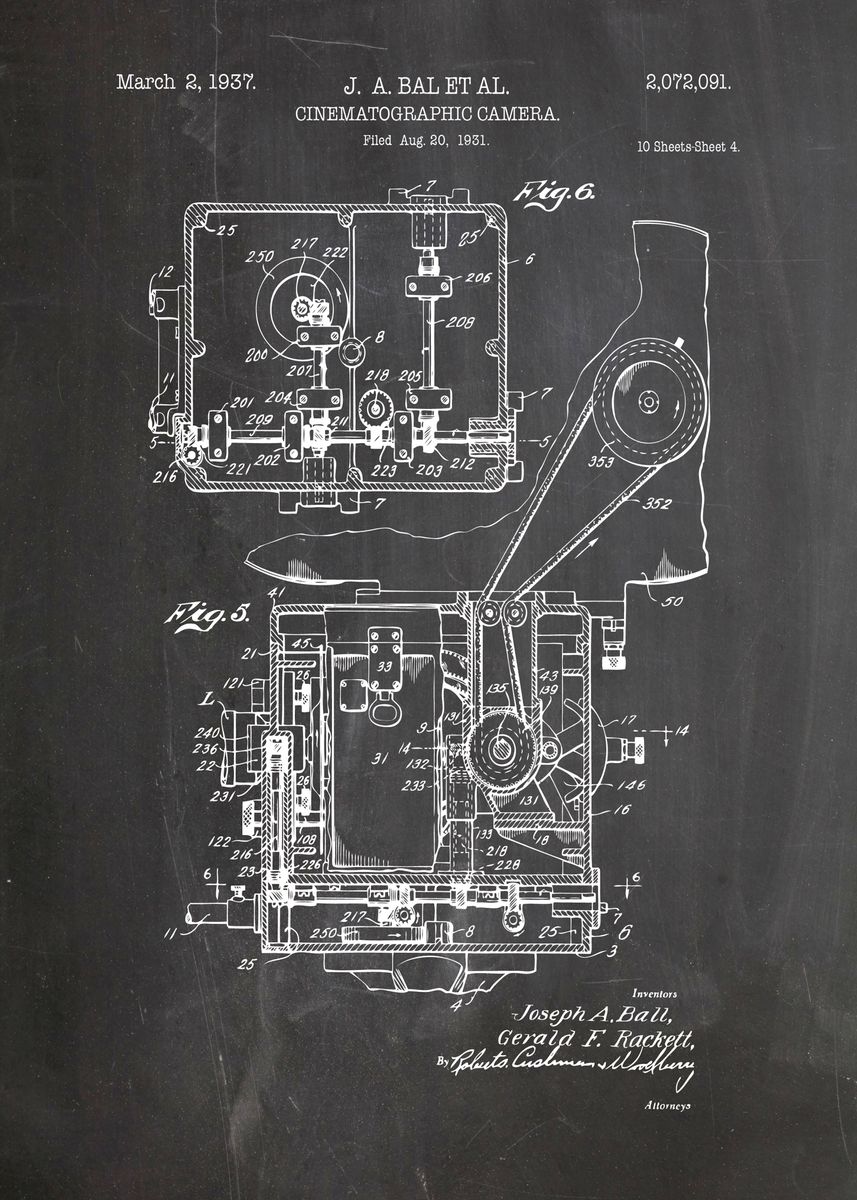 'Cinematic camera patent' Poster, picture, metal print, paint by ...