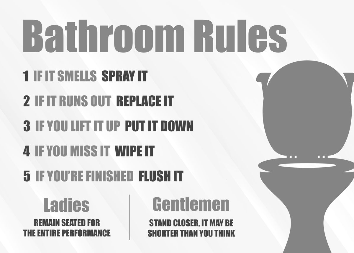 Bathroom Rules Funny Sign Poster By 84pixeldesign Displate