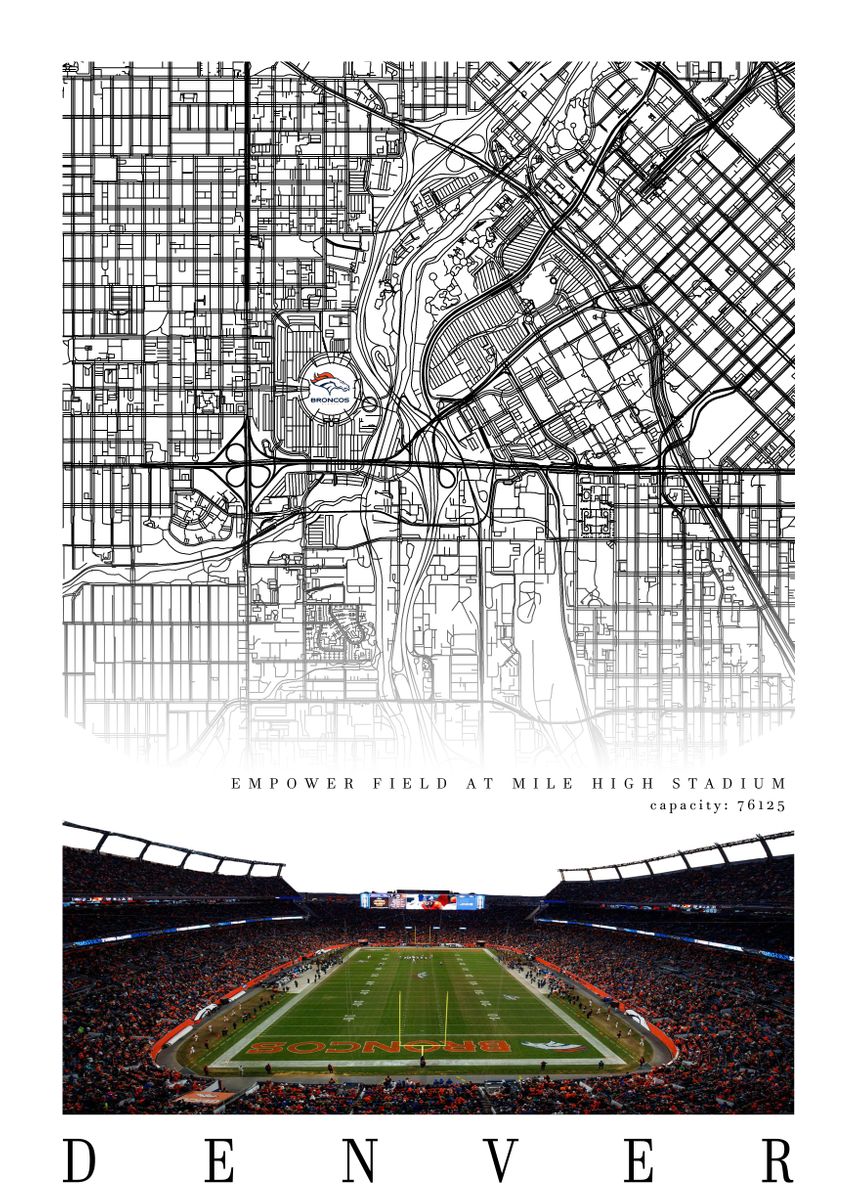 'Denver Broncos Stadium' Poster, picture, metal print, paint by GGmap ...
