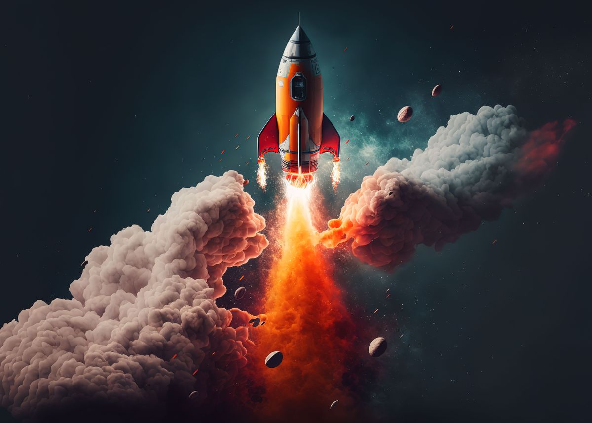 'Space Launch Rocket Clouds' Poster by Anime | Displate