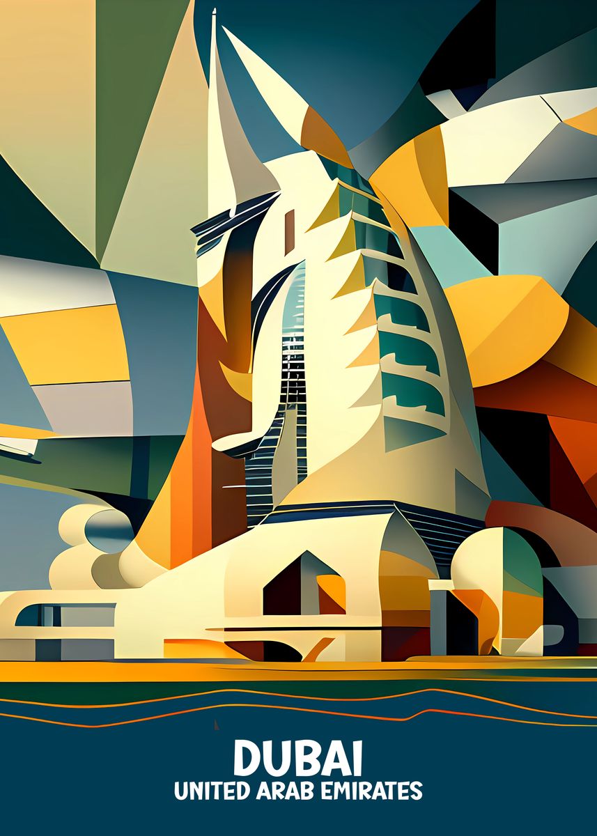 'Dubai Cubism Art Poster' Poster, picture, metal print, paint by Omar ...