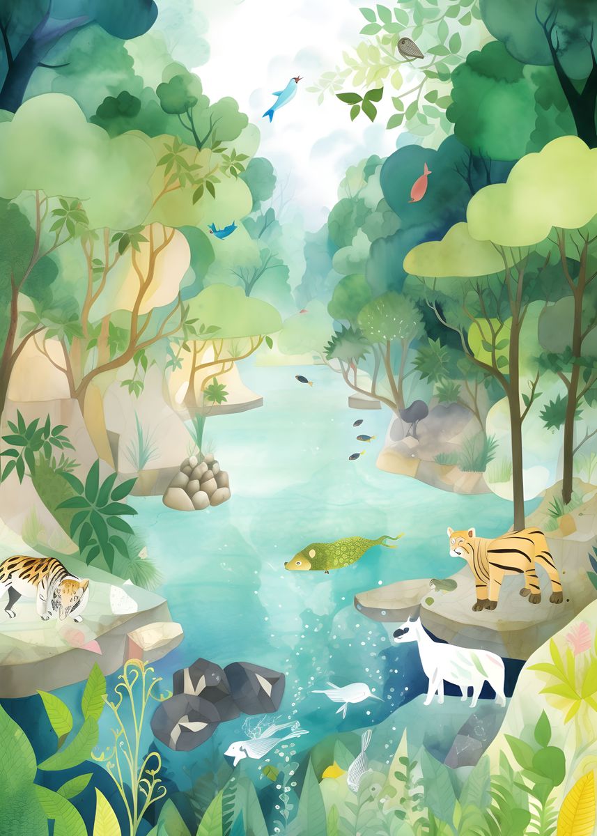 'Nature Painting' Poster, picture, metal print, paint by Marcelo Vieira ...