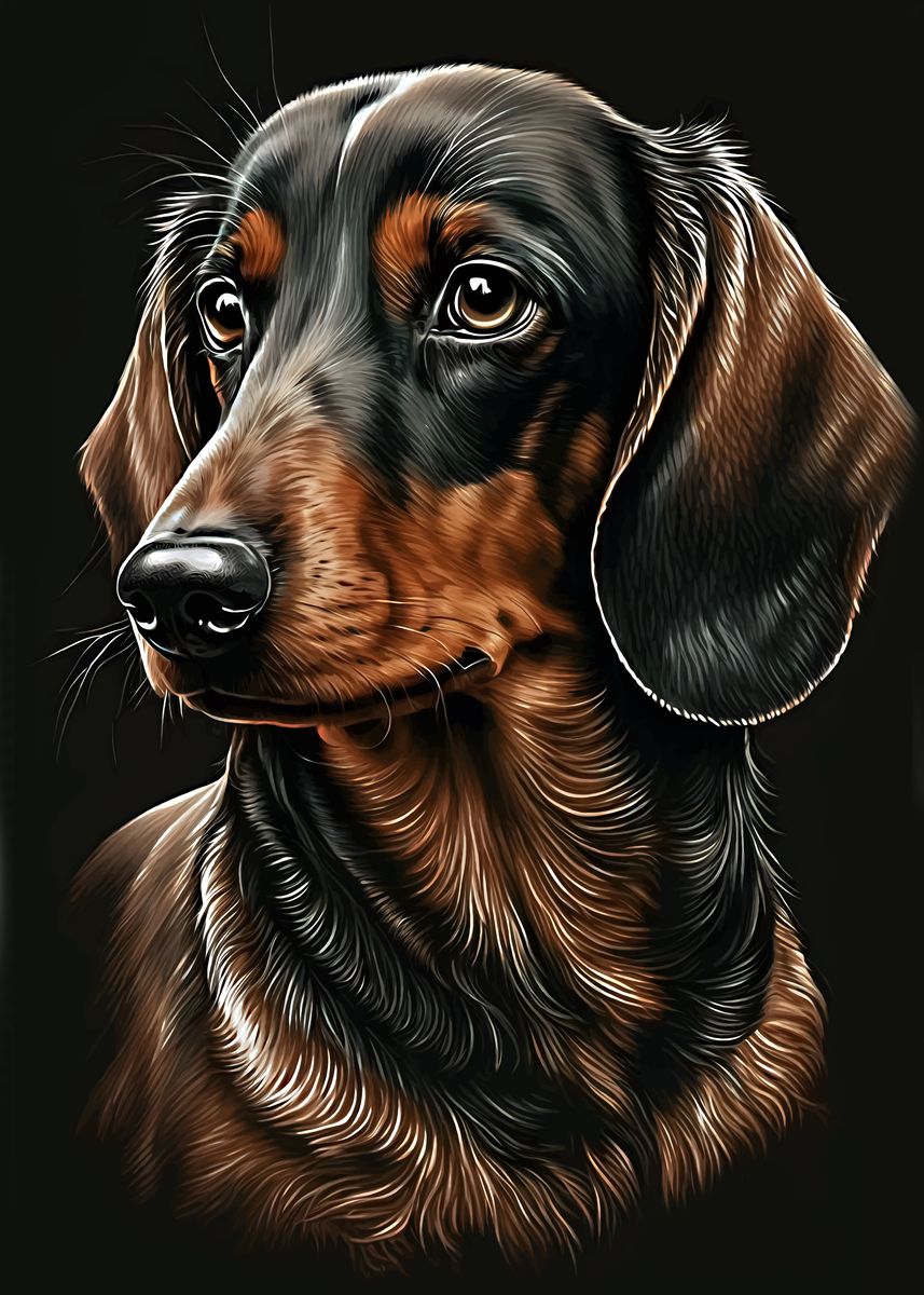 ' dachshund puppy portrait' Poster, picture, metal print, paint by ...