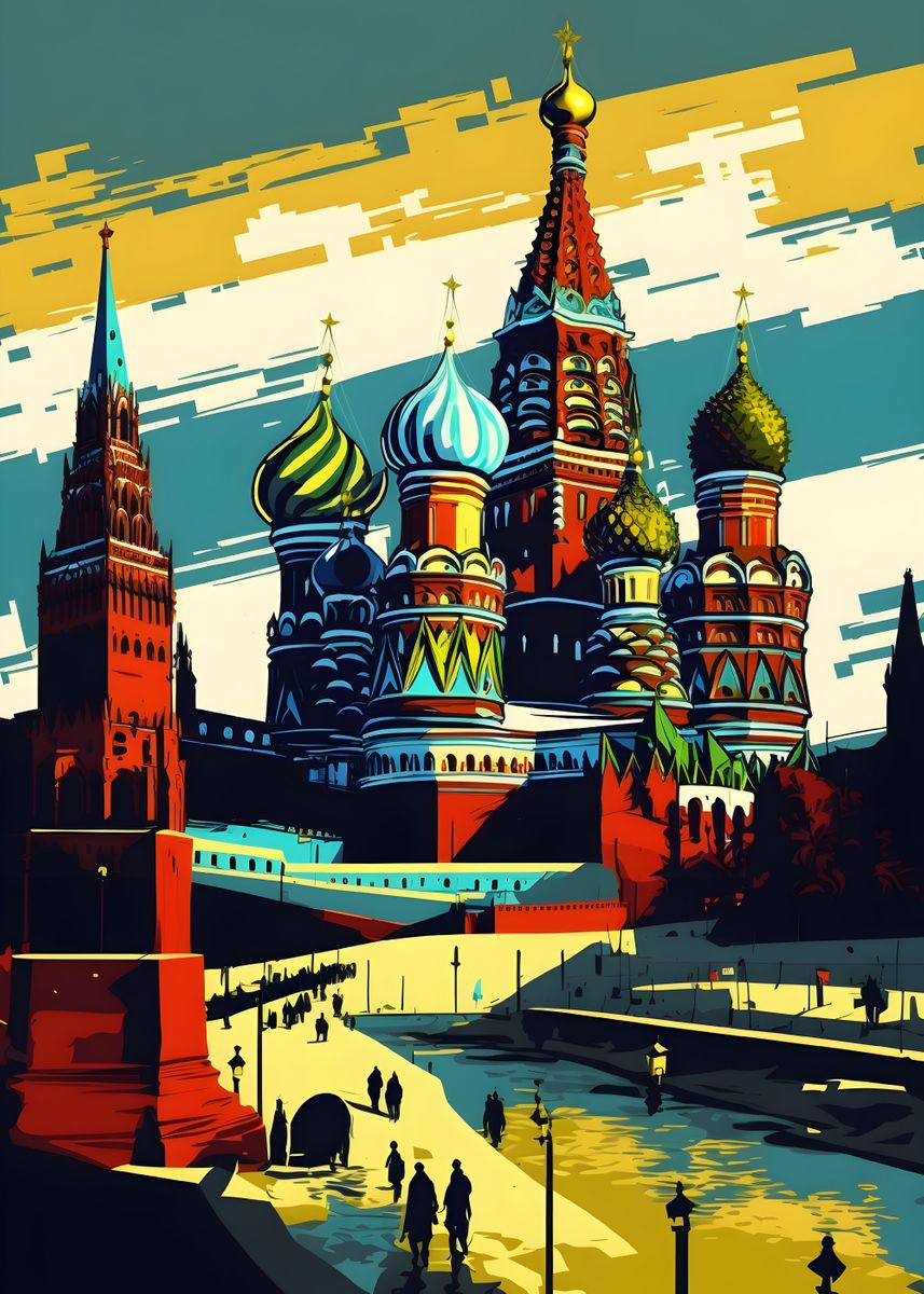 'Moscow Kremlin Pop Art' Poster, picture, metal print, paint by Maël ...