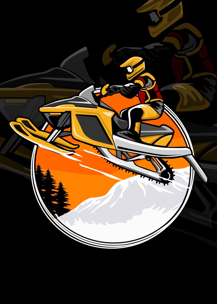 'snowmobile trails poster ' Poster, picture, metal print, paint by ...