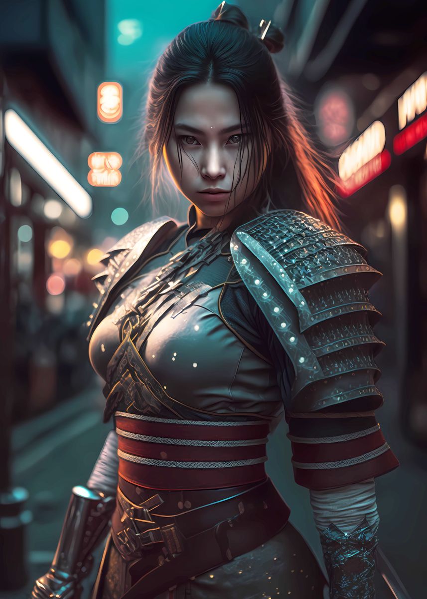 'Cyberpunk assassin girl' Poster, picture, metal print, paint by Jiri ...