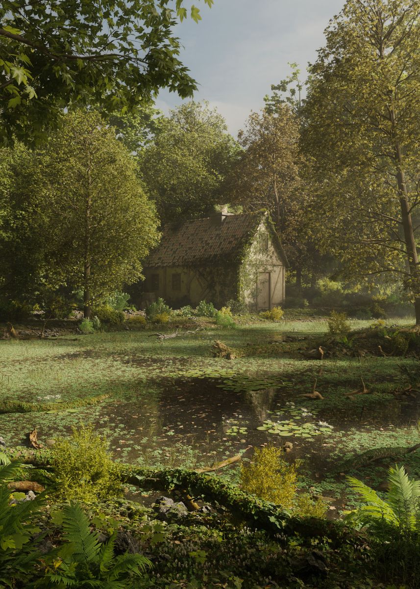 'House in the swamp' Poster, picture, metal print, paint by ...