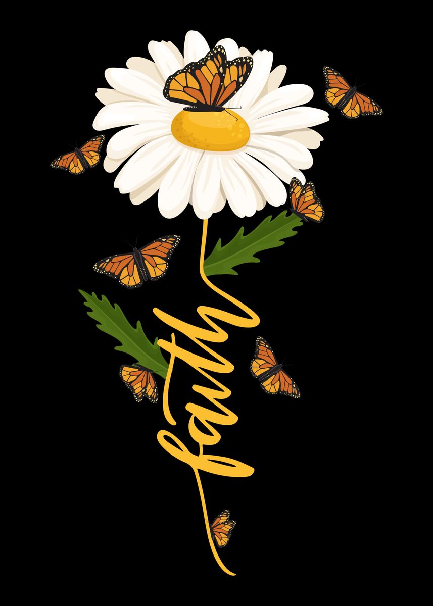 'Faith Daisy Christian' Poster, picture, metal print, paint by ...
