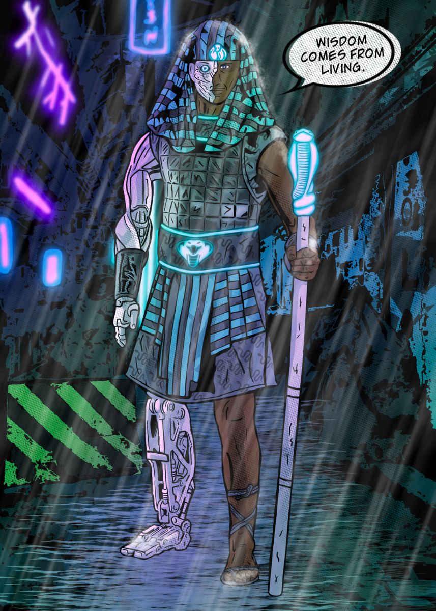 'Cyberpunk Egyptian Pharaoh' Poster, picture, metal print, paint by Fat ...
