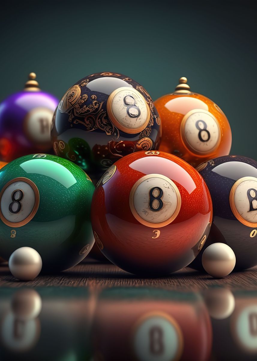 'Billiards balls' Poster, picture, metal print, paint by Anime Manga ...