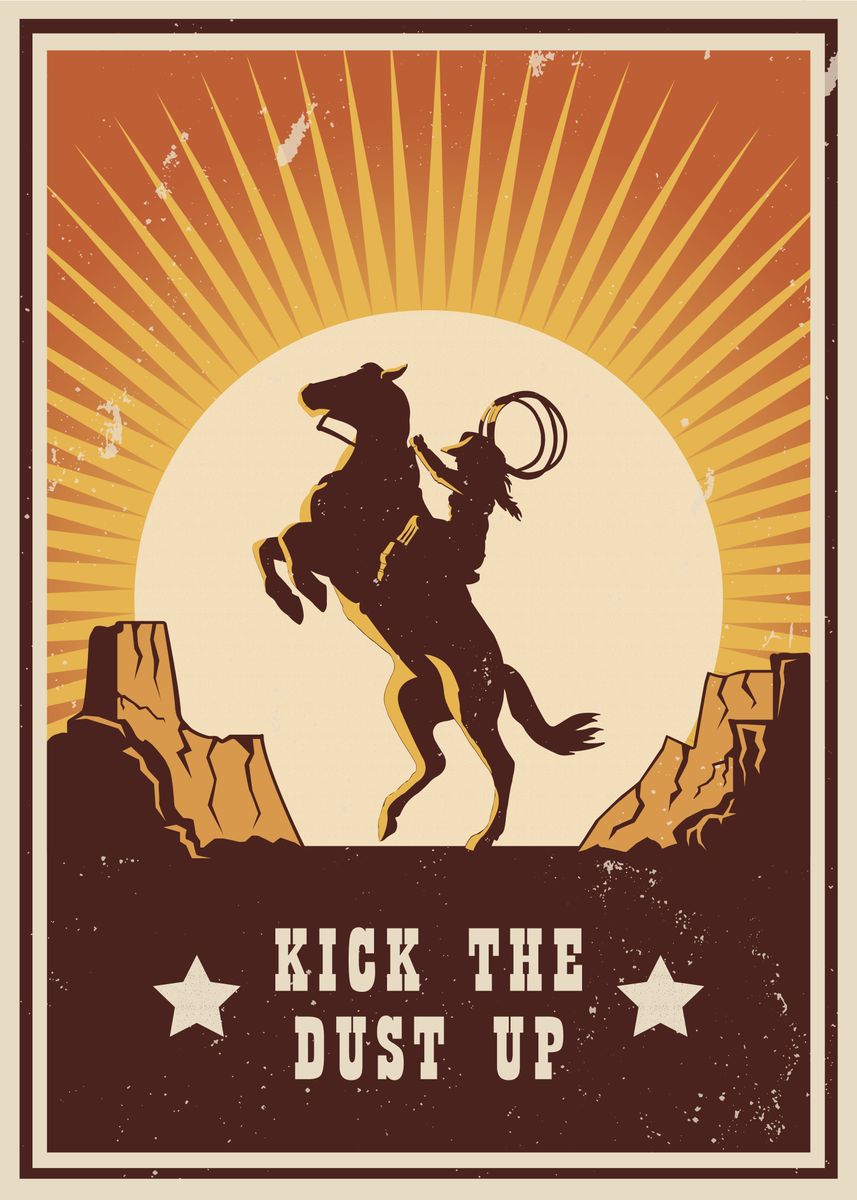 'Cowgirl Kick The Dust Up' Poster, picture, metal print, paint by ...