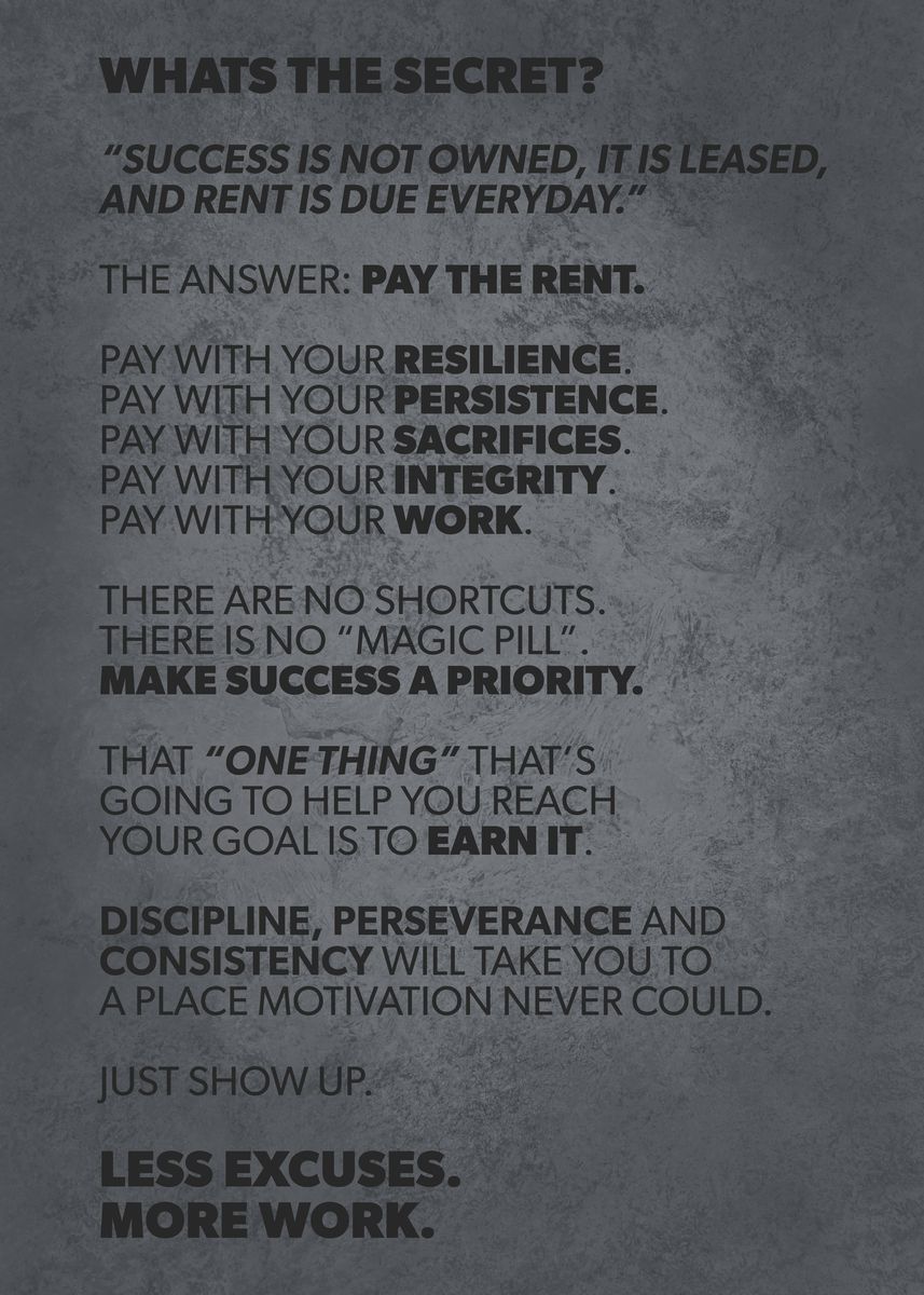 'The Secret To Success' Poster, picture, metal print, paint by CHAN ...