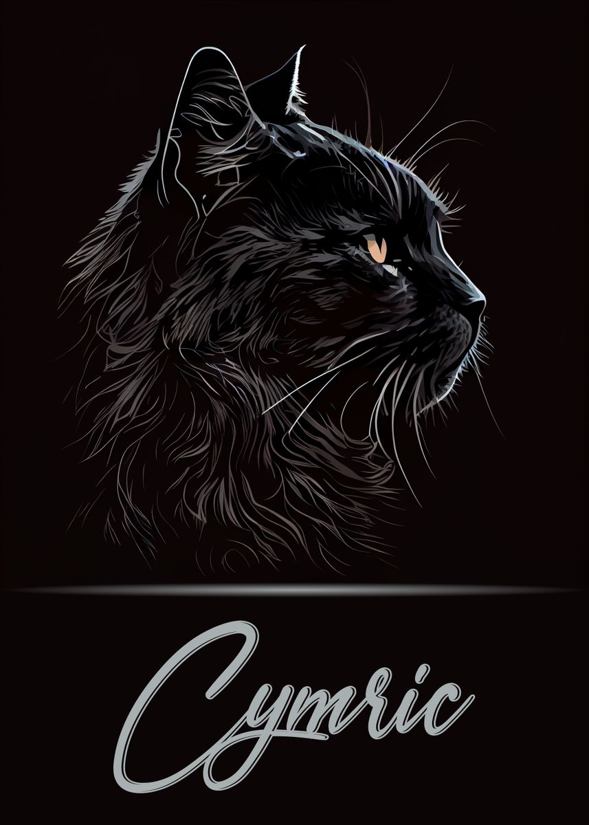 'Cymric Portrait' Poster, picture, metal print, paint by Artistic ...