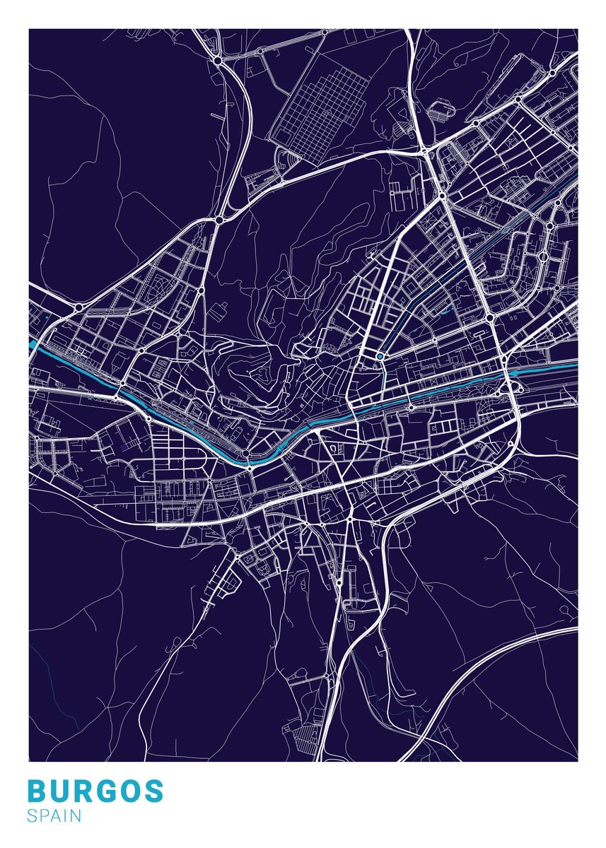 'Burgos City Map' Poster, picture, metal print, paint by Trulaf Design ...