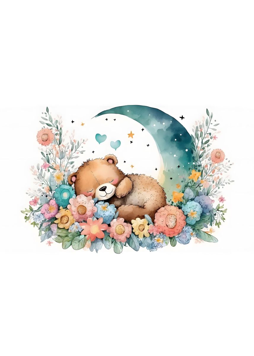 'Cute Teddy Bear' Poster, picture, metal print, paint by 1x Merch ...