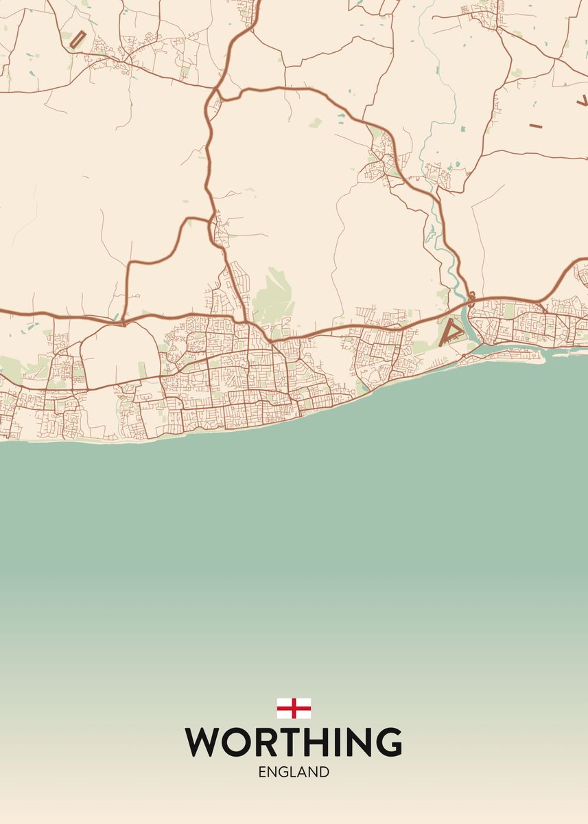 'Worthing UK' Poster, picture, metal print, paint by IMR Designs | Displate