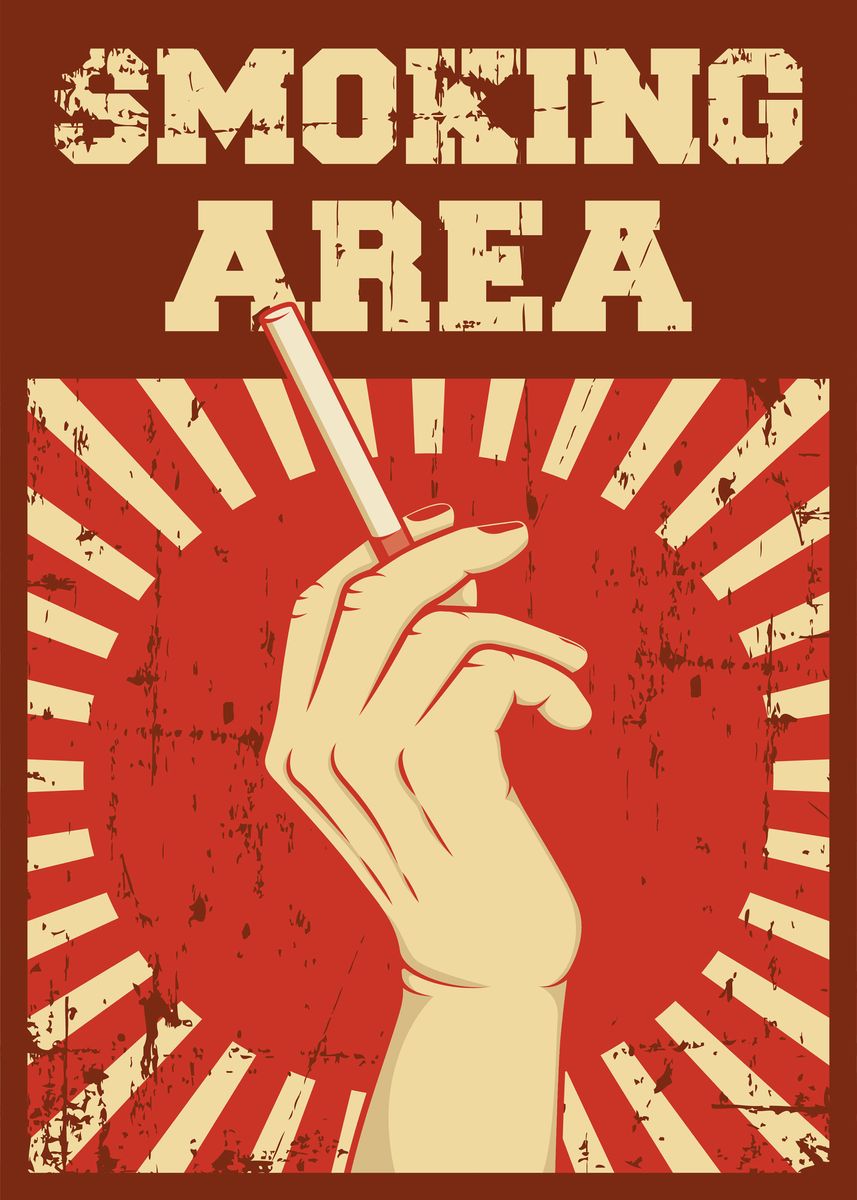 'Smoking Area' Poster, picture, metal print, paint by Naso | Displate