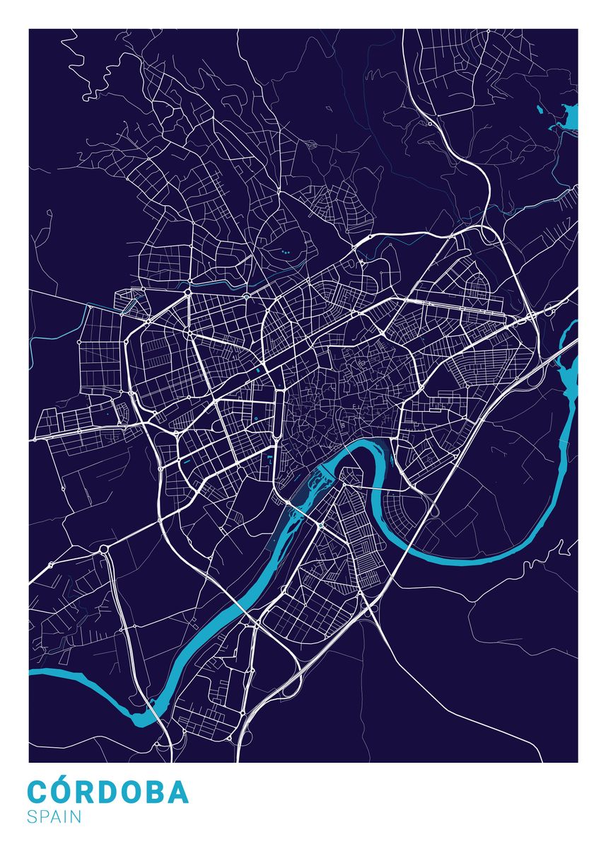 'Cordoba City Map' Poster, picture, metal print, paint by Trulaf Design ...