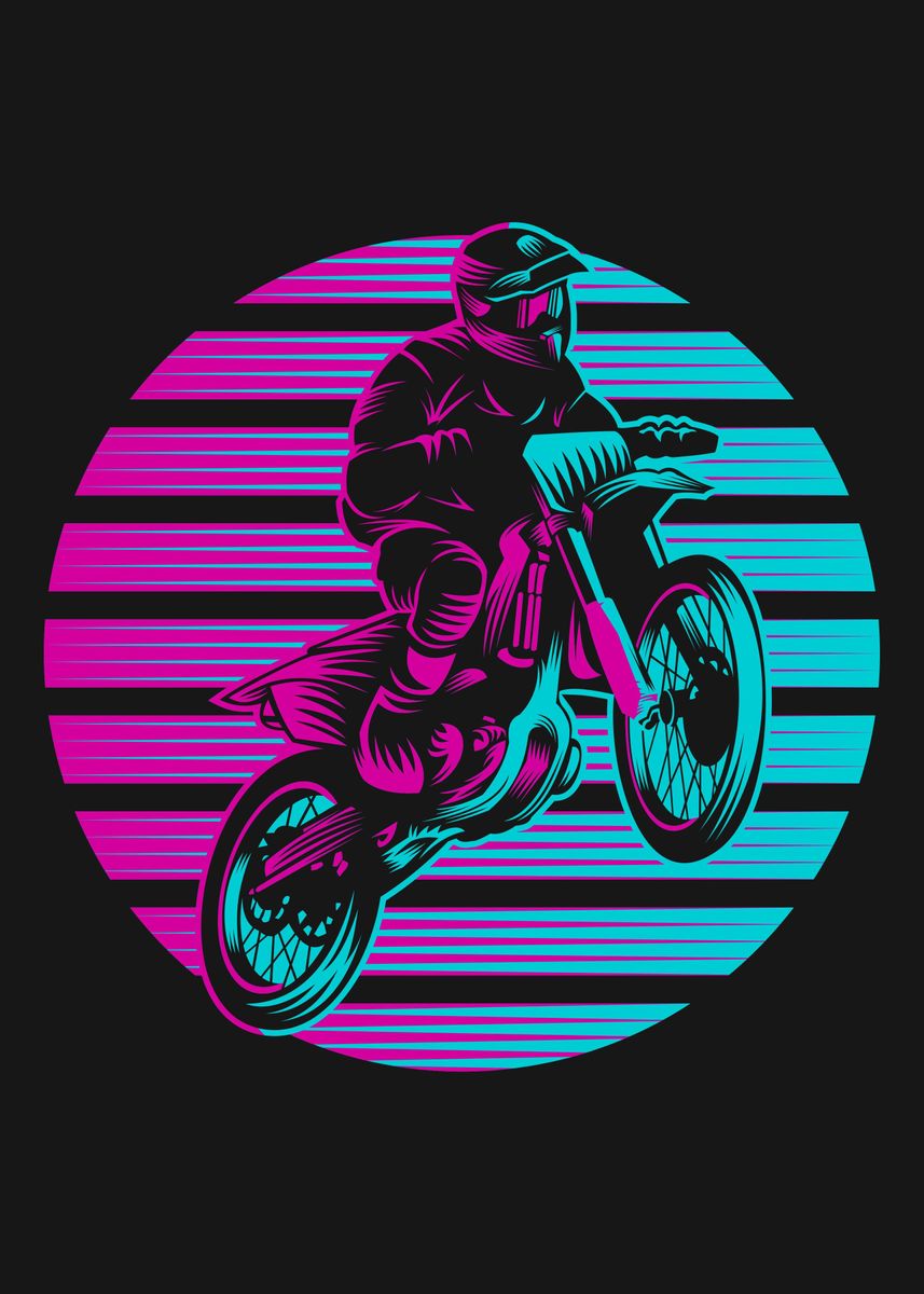'Motocross jump retro' Poster, picture, metal print, paint by andypp ...
