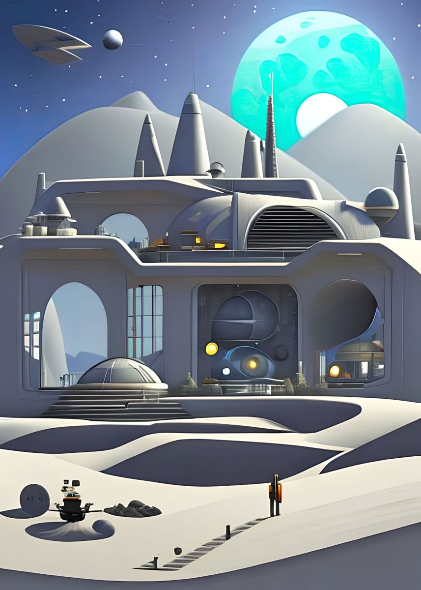 'Moon Oasis' Poster, picture, metal print, paint by insideFairy | Displate