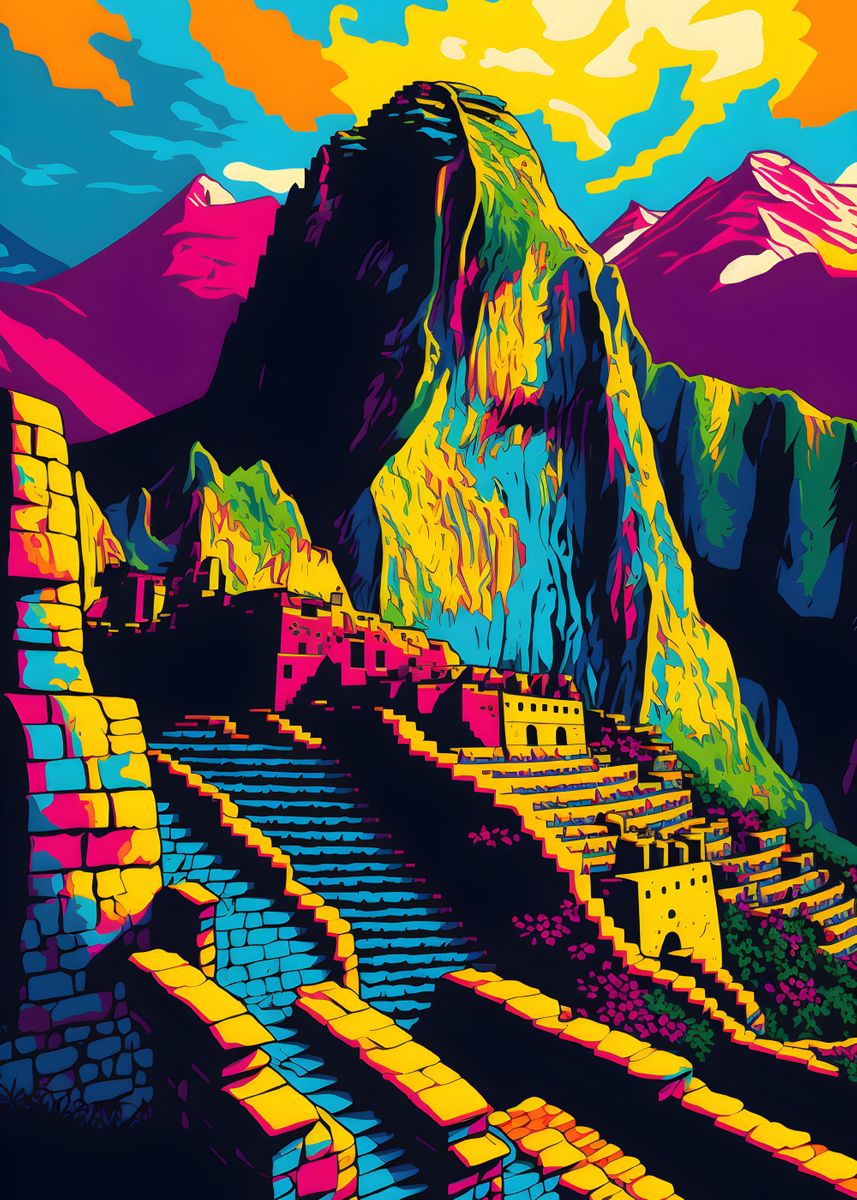'Peru Machu Picchu Pop Art' Poster, picture, metal print, paint by Maël ...