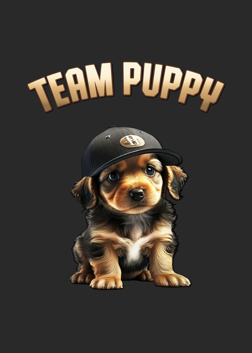 'Team Puppy Cute Dog Lover' Poster, picture, metal print, paint by ...