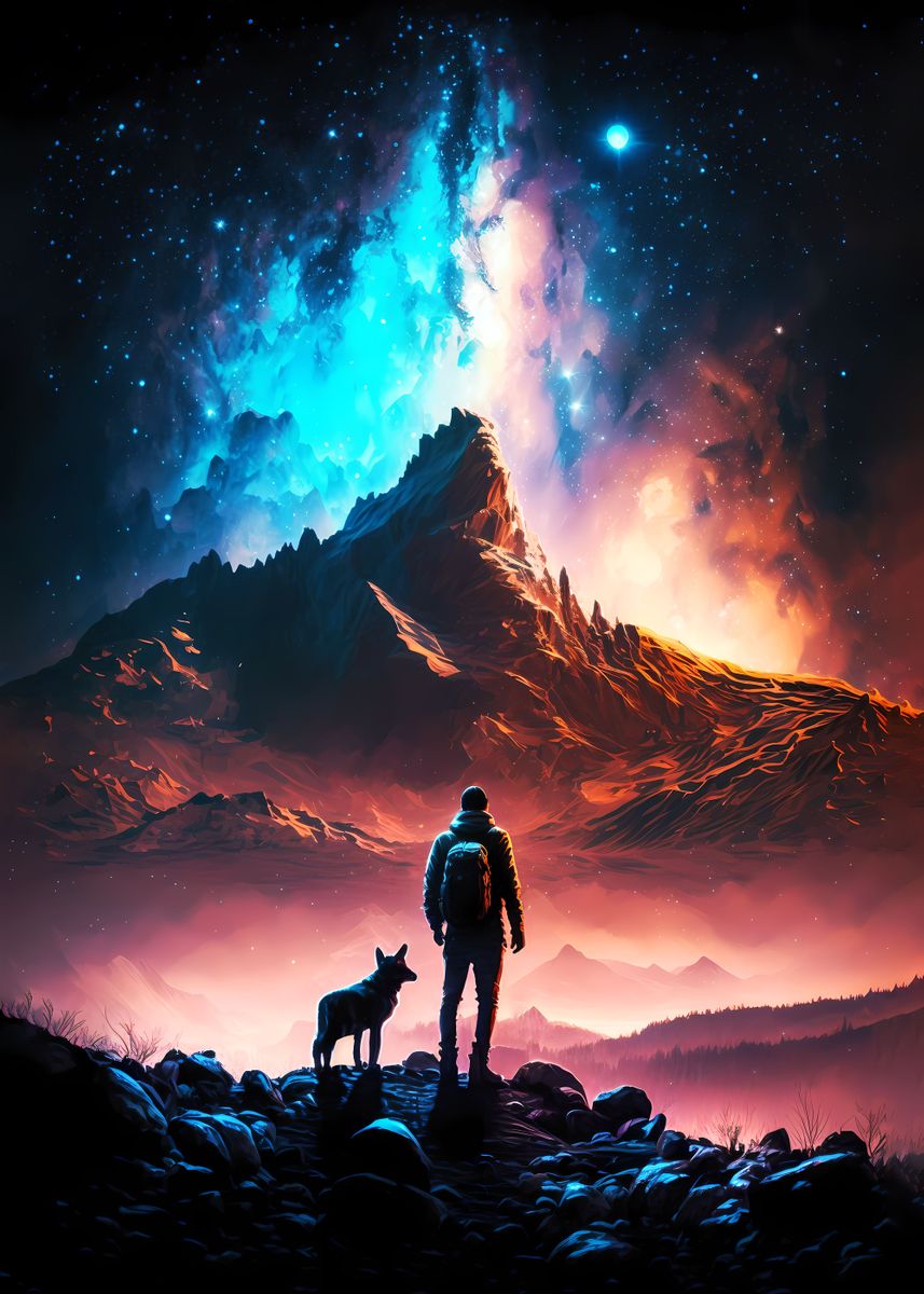 'Galactic Wonder Landscape' Poster, picture, metal print, paint by ...