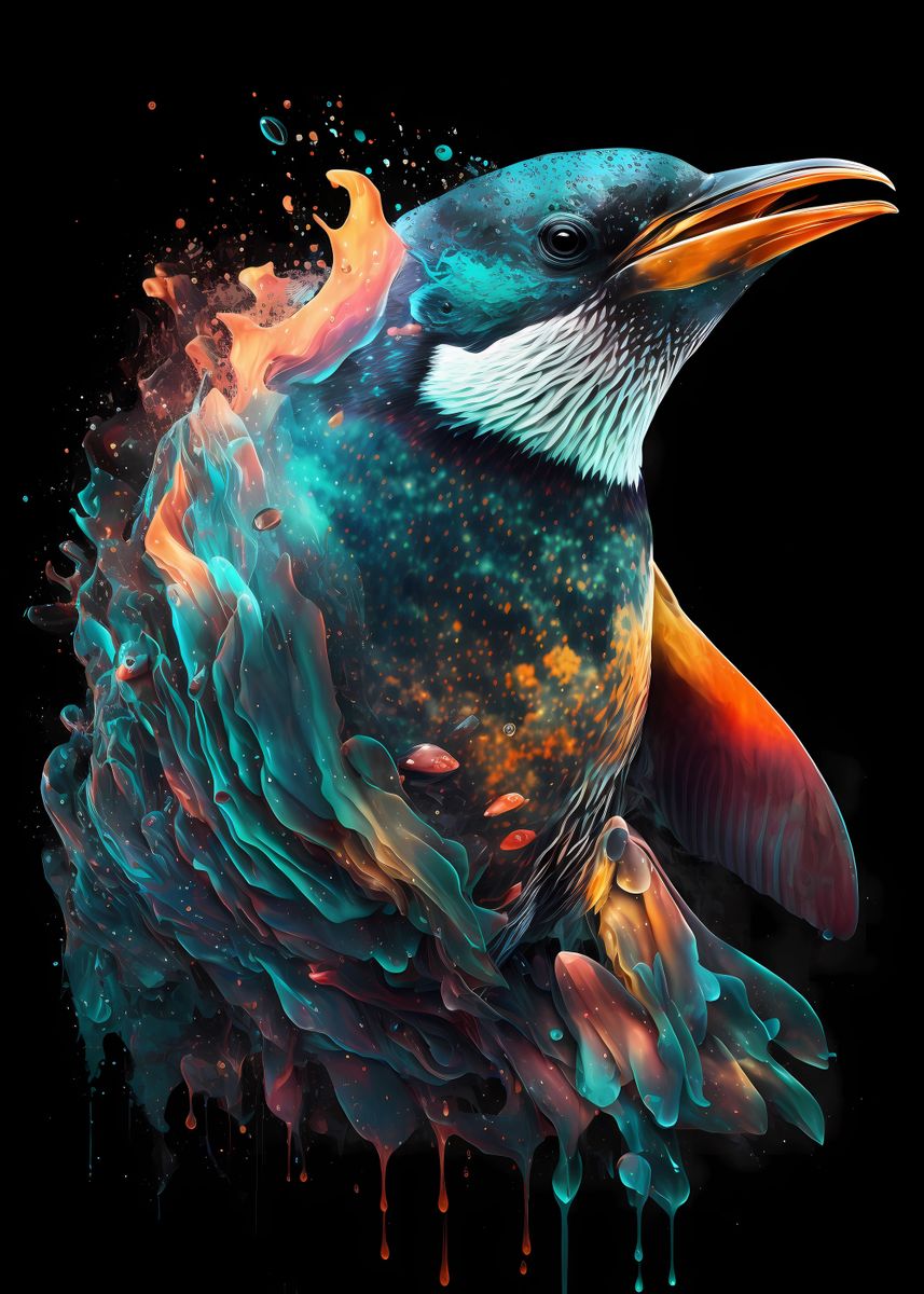 'Penguin Engaging' Poster, picture, metal print, paint by Amalia Studio | Displate