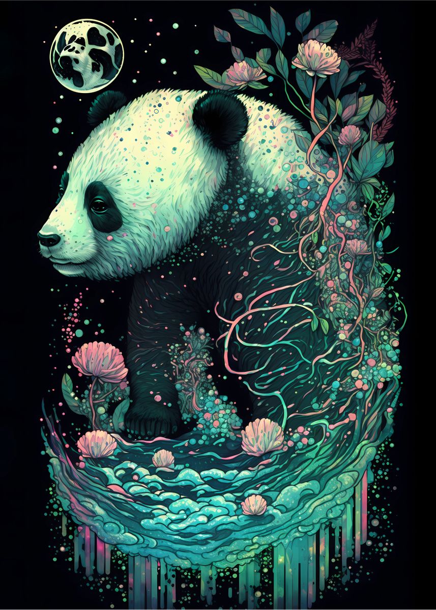 'Lovable Panda' Poster, picture, metal print, paint by Teddy Studio ...