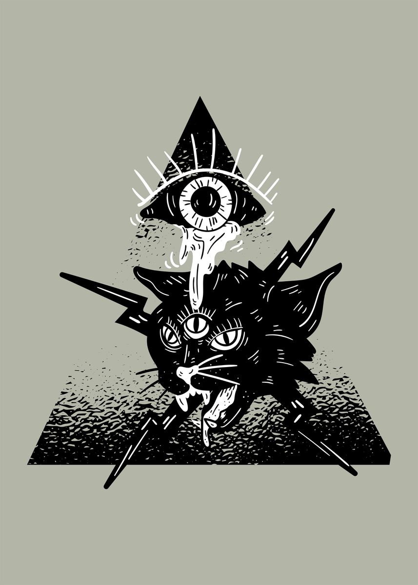 'Alien Cat' Poster, picture, metal print, paint by Cool Worker | Displate