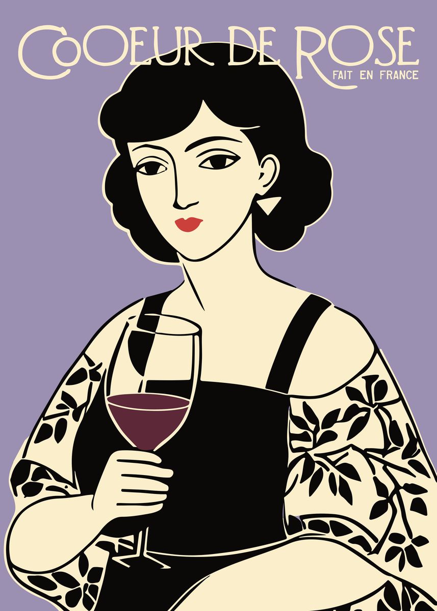 'French Wine Poster' Poster, picture, metal print, paint by BluePinkPanther | Displate