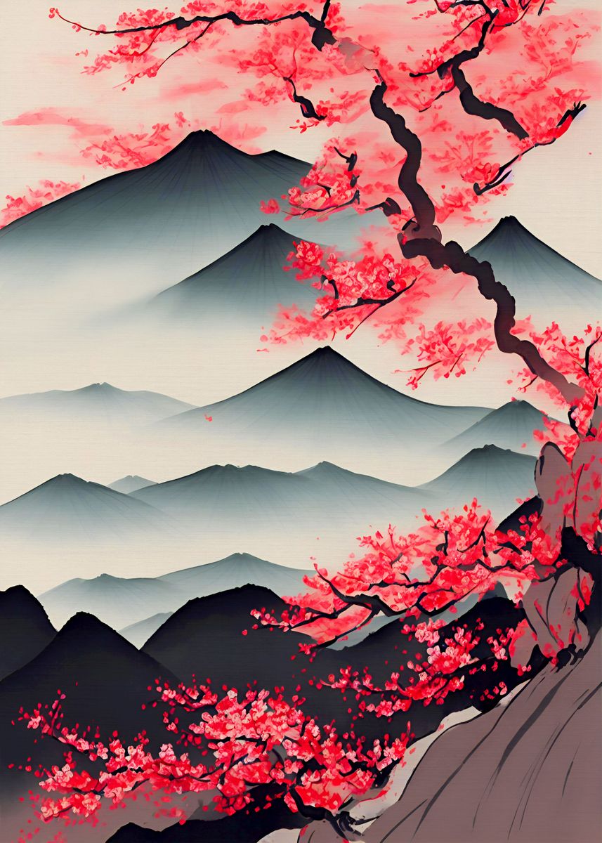 'Japanese Ink Wash Painting' Poster, picture, metal print, paint by ...