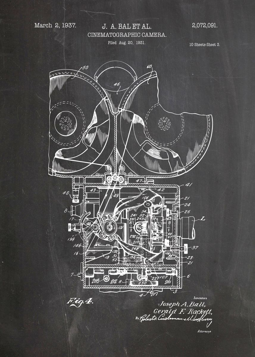'cinematic camera patent' Poster by Designersen | Displate