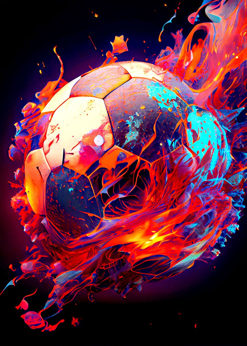 'Soccer Colorful' Poster, picture, metal print, paint by acker fine ...