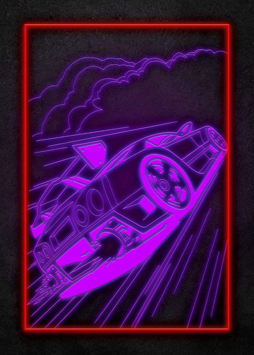 'Neon Car' Poster by Neon Art Glowing | Displate
