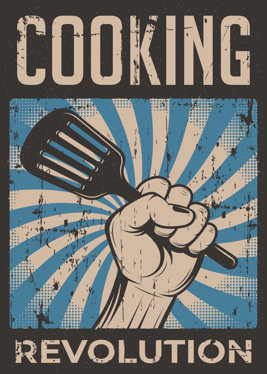 'Cooking Revolution' Poster, picture, metal print, paint by Naso | Displate