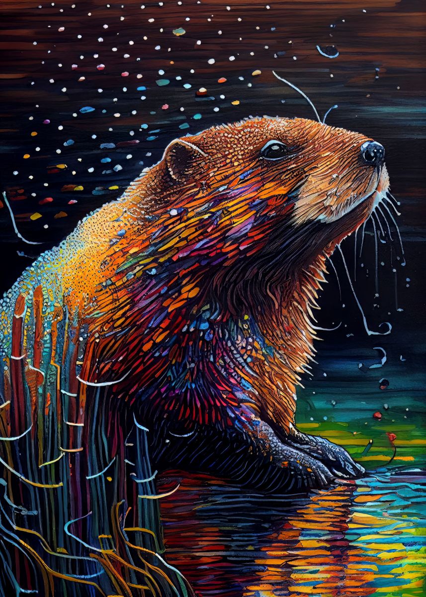 'Beaver Ink Painting' Poster, picture, metal print, paint by Scott ...