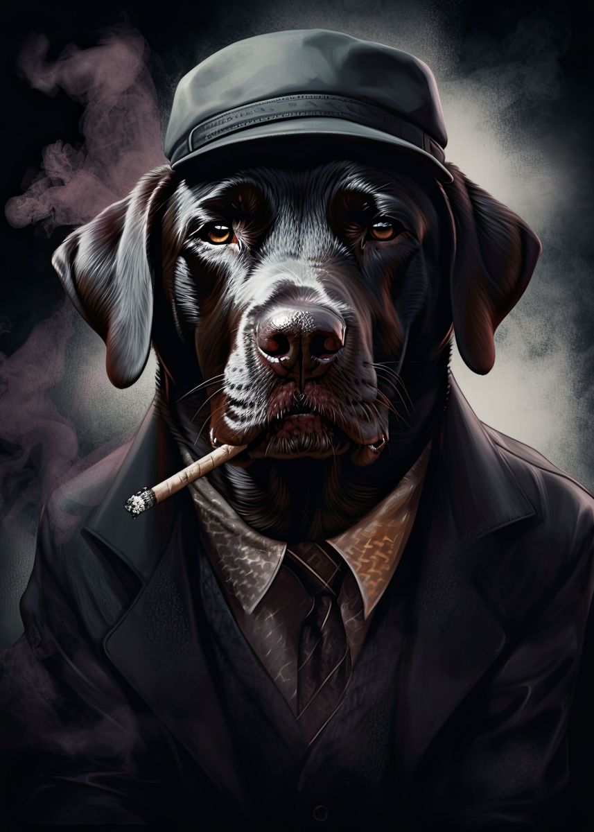 'Black Labrador Gangster' Poster, picture, metal print, paint by ...