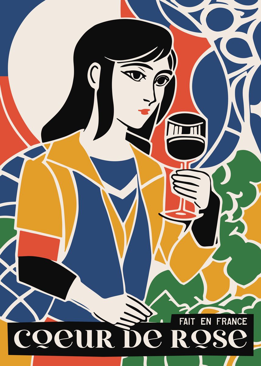 'Coeur De Rose French Wine' Poster, picture, metal print, paint by BluePinkPanther | Displate