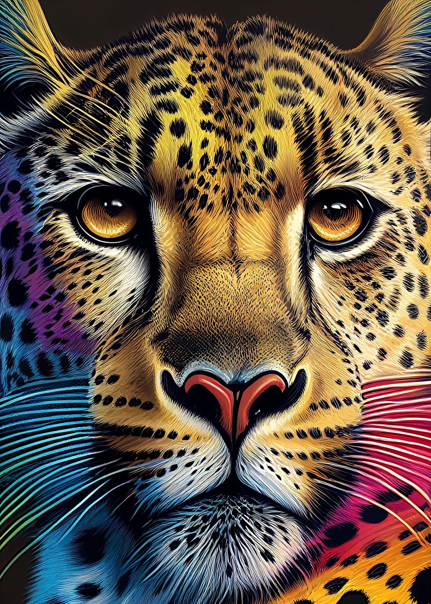 'Colorful Cheetah Animals' Poster by Whimsical Animals | Displate