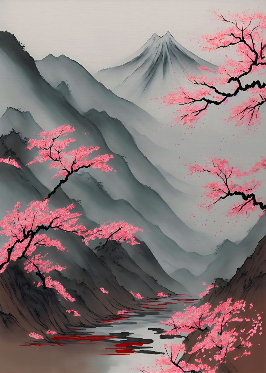 'Japanese Ink Wash Painting' Poster, picture, metal print, paint by ...