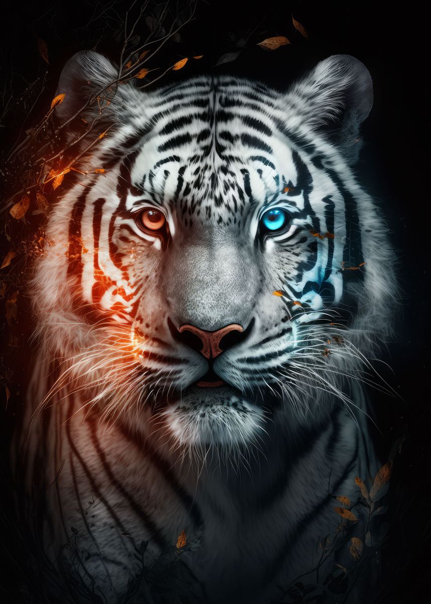 'Colorful White Tiger' Poster, picture, metal print, paint by Zenz ...