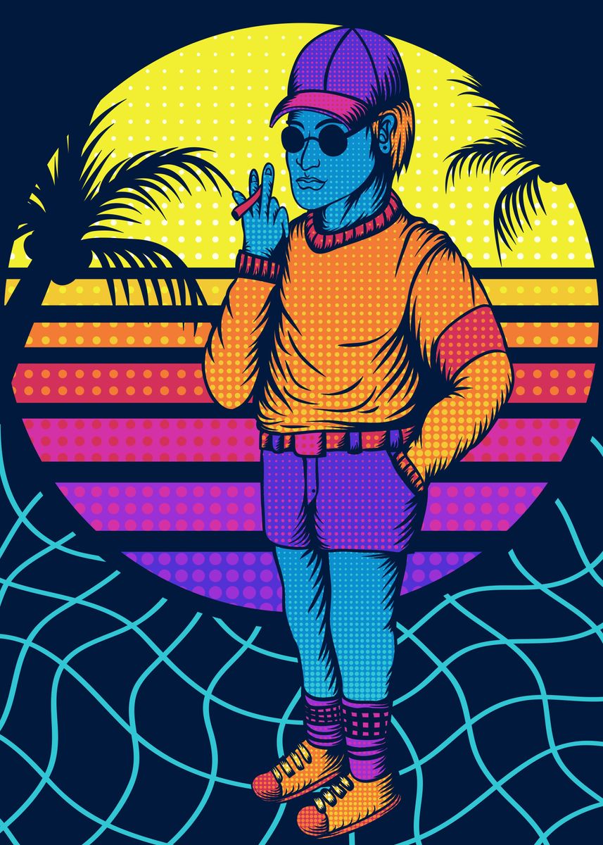 'Man smoking retro' Poster, picture, metal print, paint by andypp ...