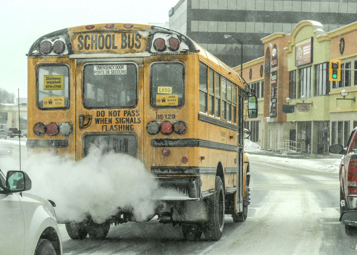 'School Bus in winter scene' Poster by Bruce Stanfield | Displate