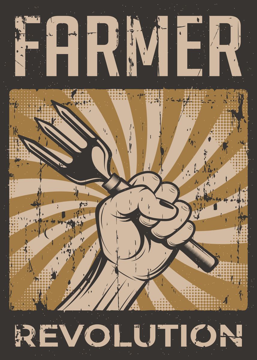 'Farmer Revolution' Poster, picture, metal print, paint by Naso | Displate