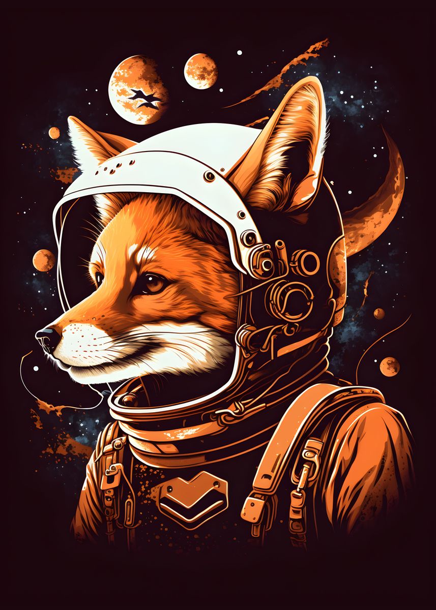 'Fox Vintage' Poster, picture, metal print, paint by V Styler | Displate