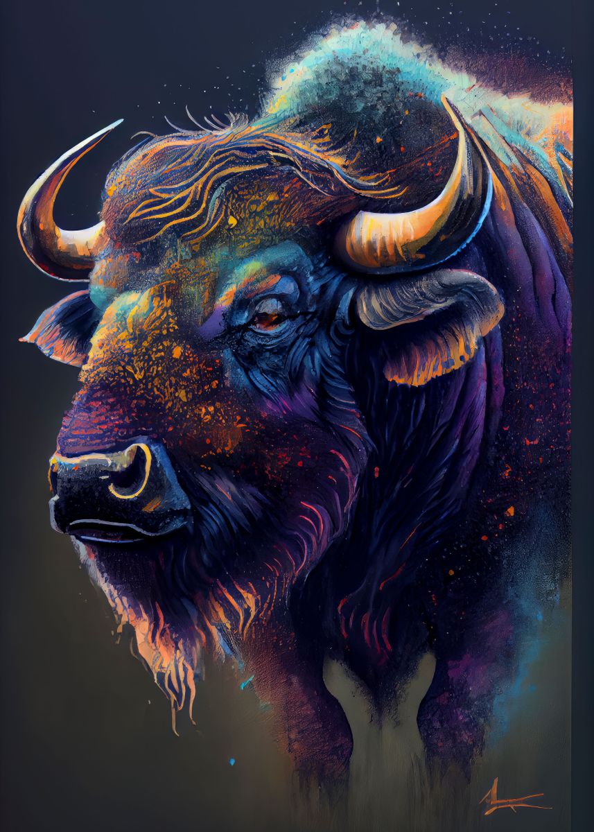 'Buffalo Ink Painting' Poster, picture, metal print, paint by Scott ...