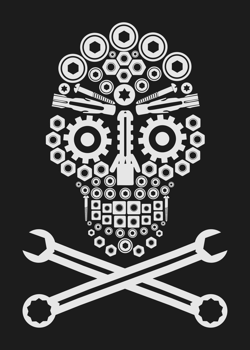 'Skull bolt' Poster, picture, metal print, paint by andypp | Displate