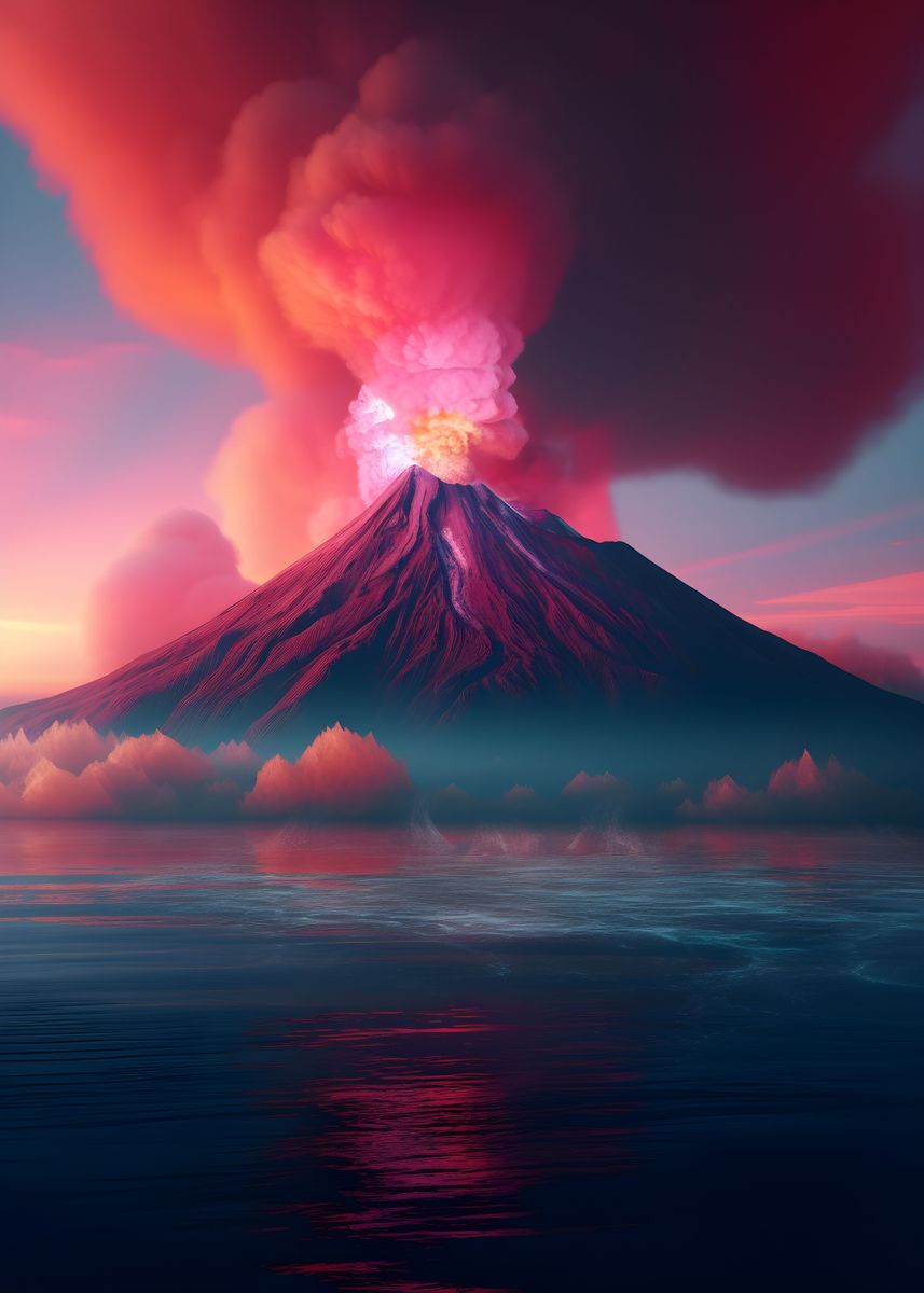 'Cosmic Volcano Eruption' Poster, picture, metal print, paint by ...