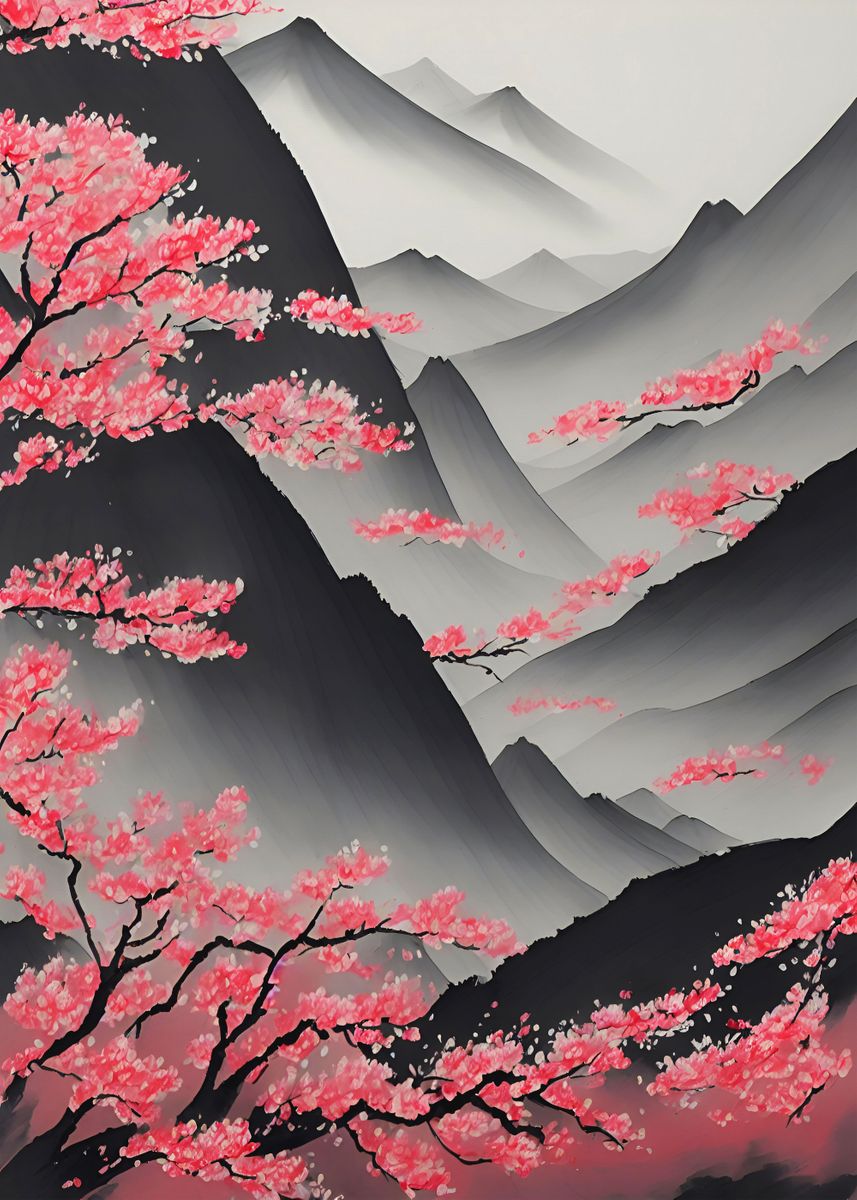 'Japanese Ink Wash Painting' Poster by Juka Arts | Displate